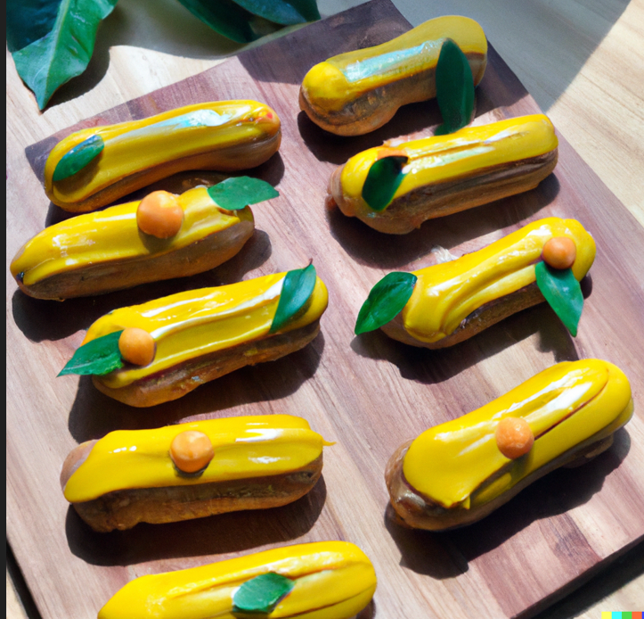 Minieclere cu mango si glazura de mango – Prajituri fara zahar adaugat